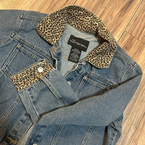 No Boundaries | Jackets & Coats | Jean Jacket With Leopard Print Collar ...